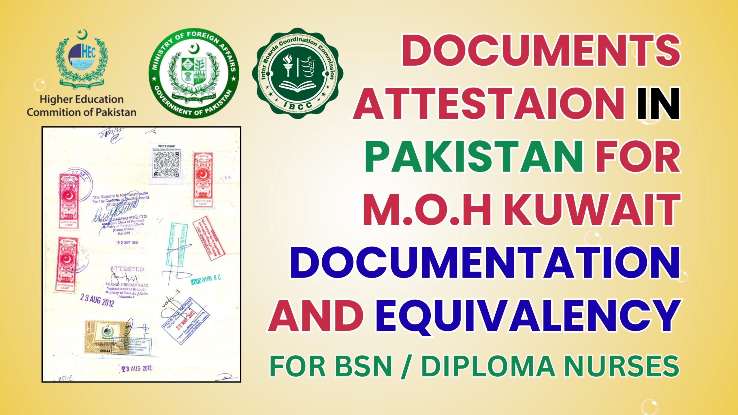 Documents Attestation in Pakistan for MOH Kuwait Documentation ...